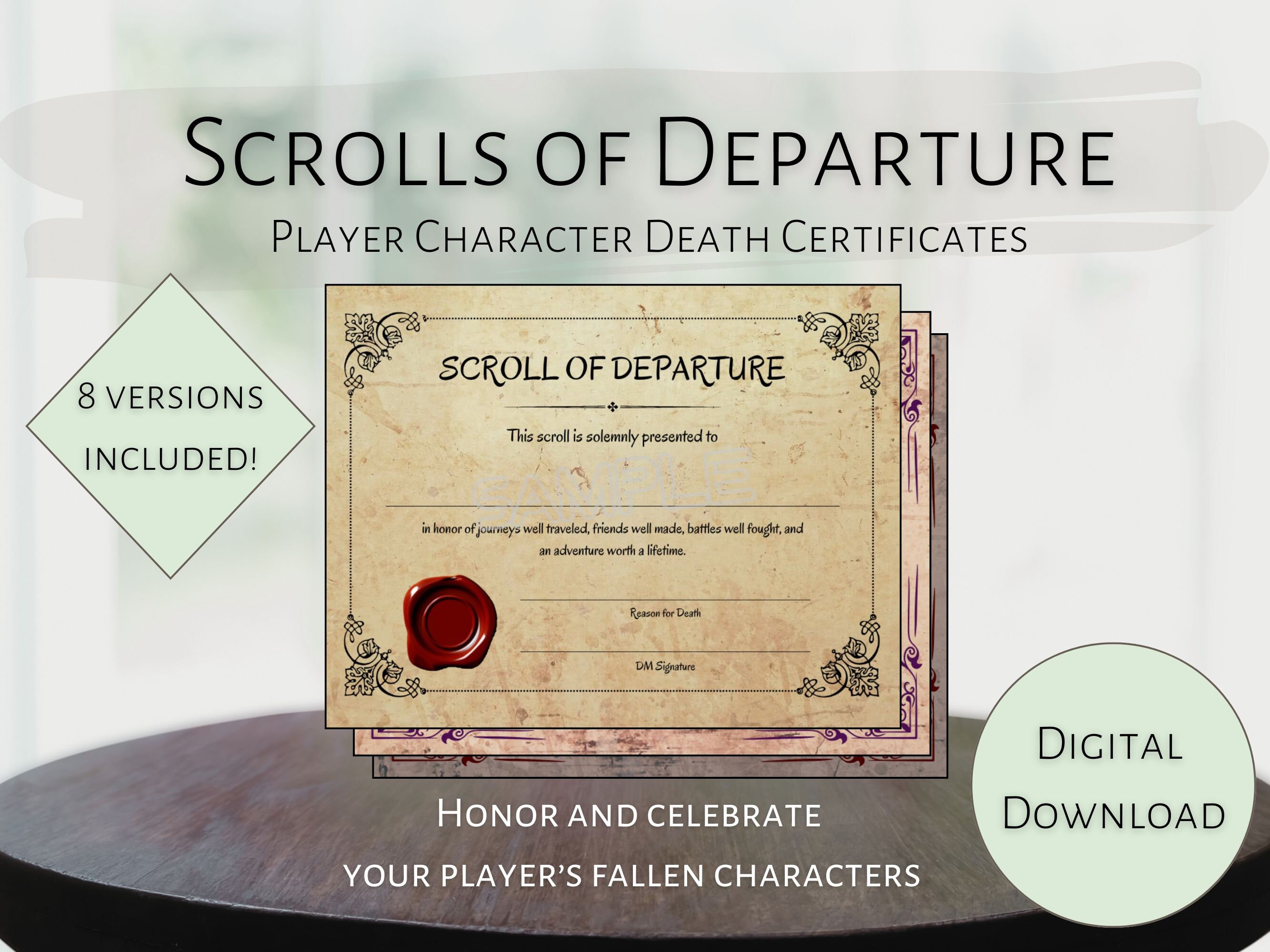 Dnd RPG Death Certificate Sheet, Player Character Demise, Scroll of ...