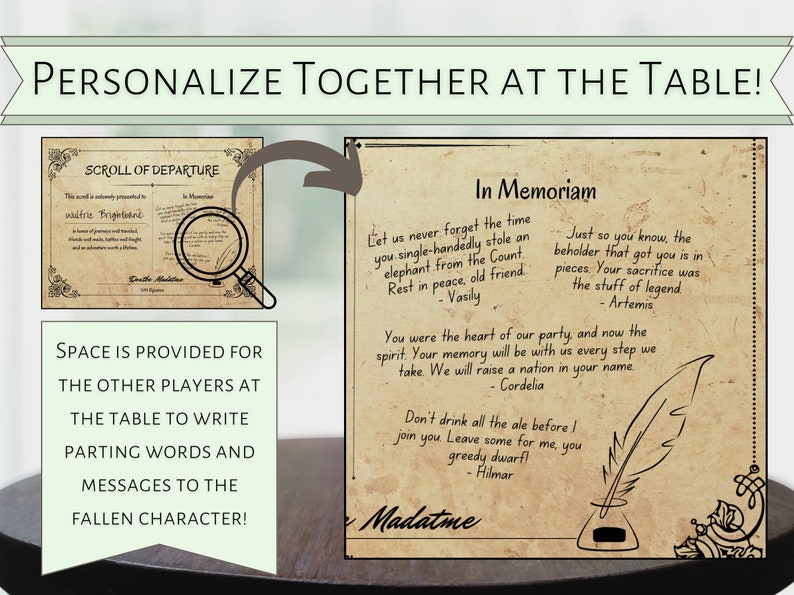 Dnd RPG Death Certificate Sheet, Player Character Demise, Scroll of ...