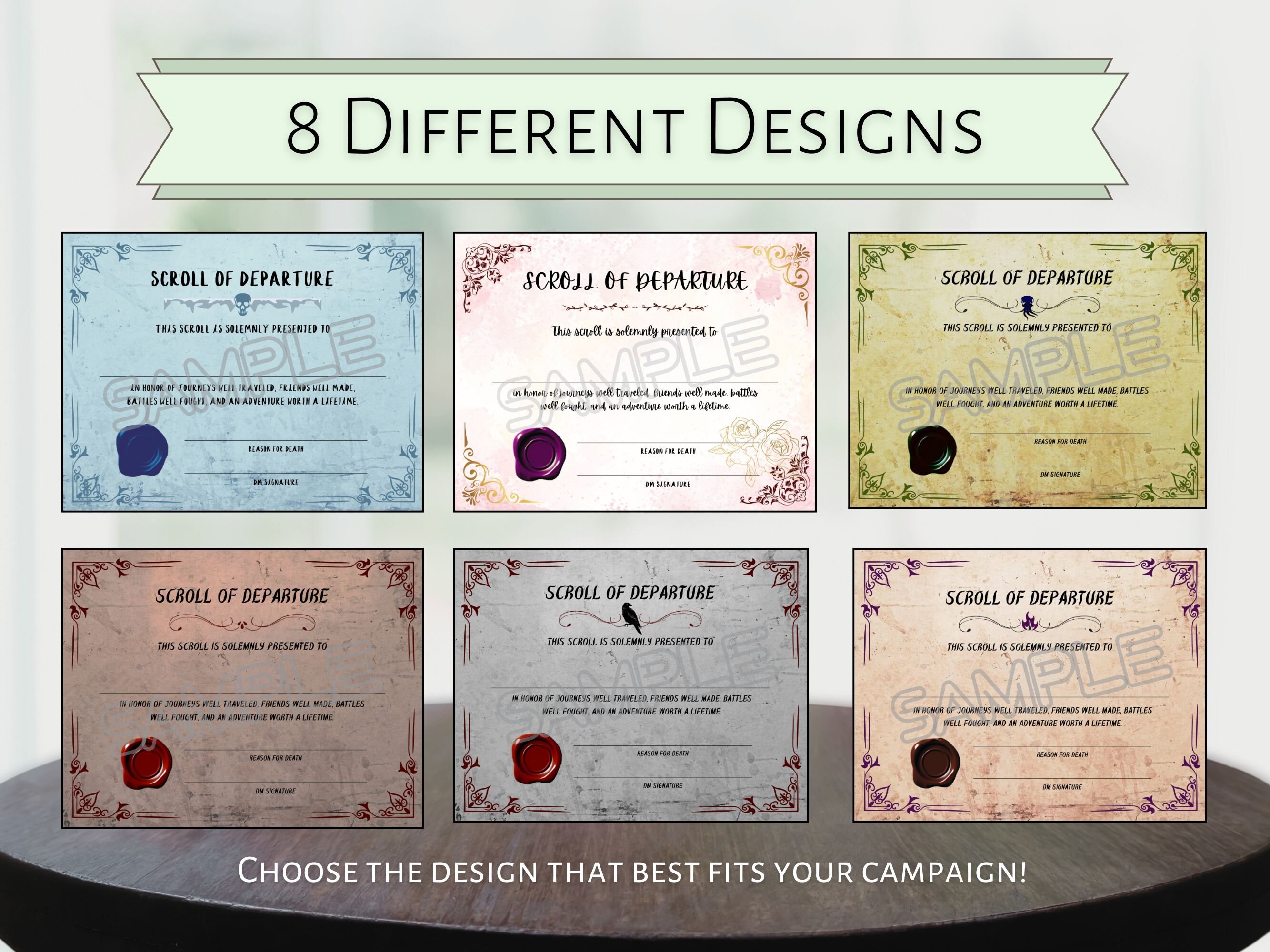 Dnd RPG Death Certificate Sheet, Player Character Demise, Scroll of ...