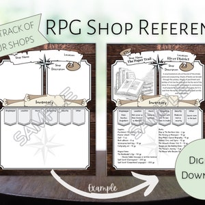 Dnd RPG Shop Reference Inventory Sheet, Printable, DM Tools, Prep Sheet ...