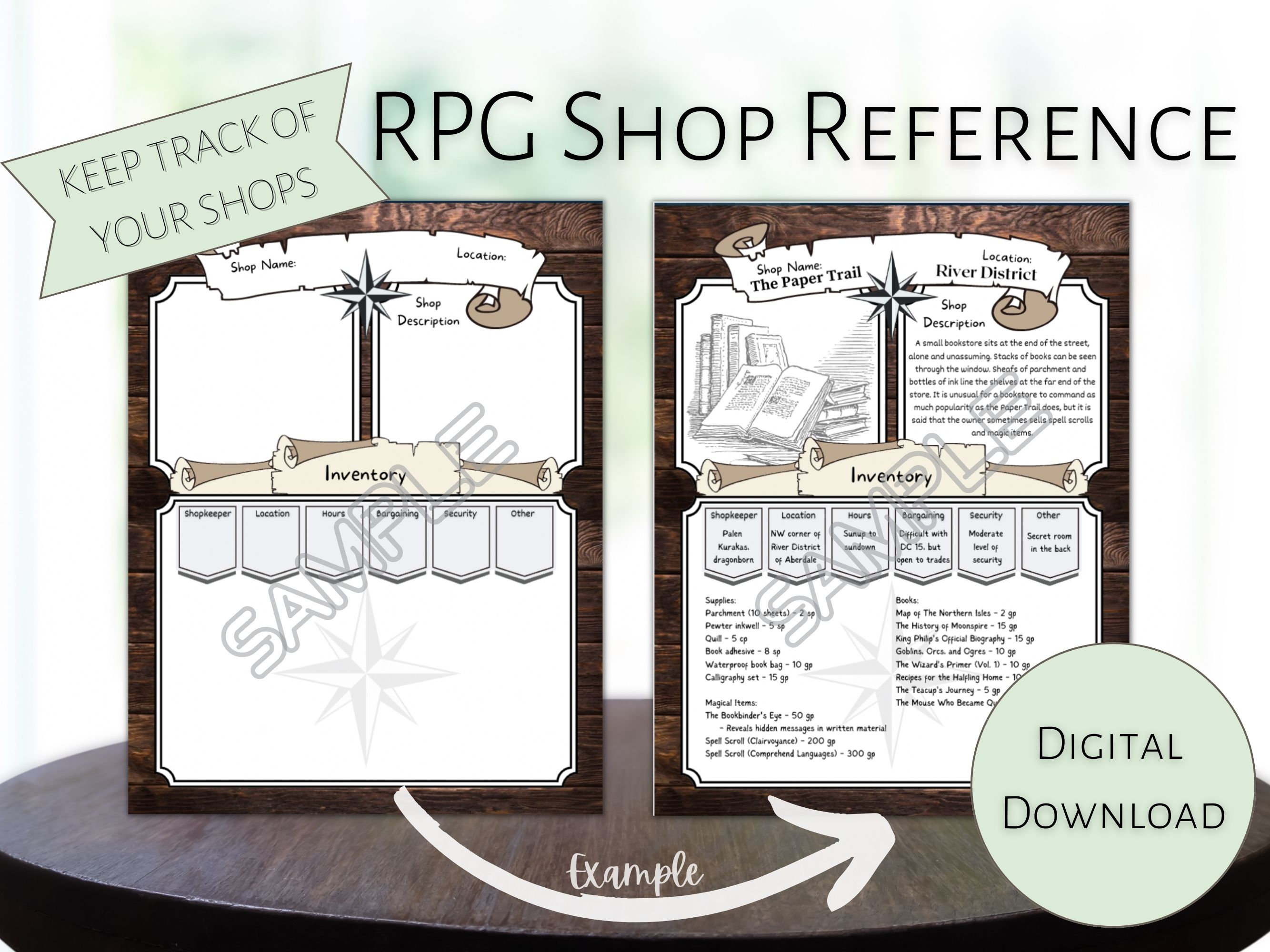 Dnd RPG Shop Reference Inventory Sheet, Printable, DM Tools, Prep Sheet ...