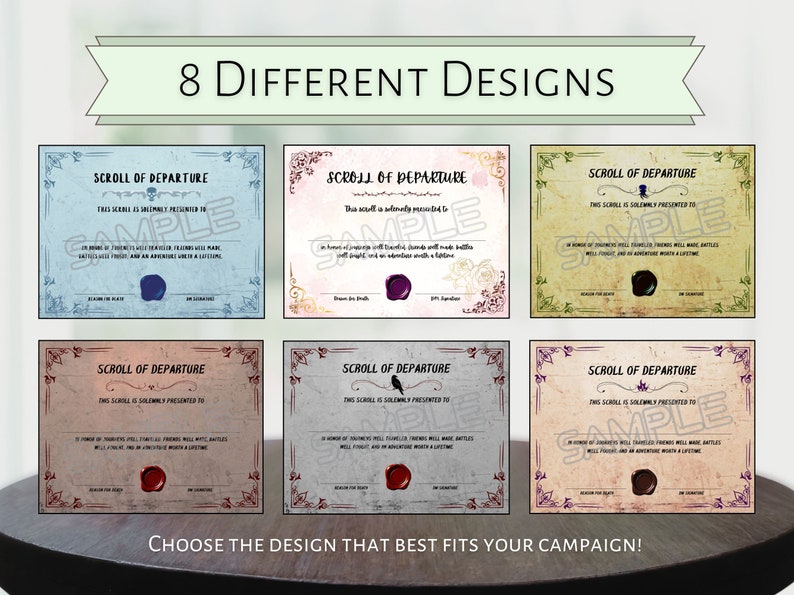 Dnd RPG Death Certificate Sheet, Player Character Demise, Scroll of ...