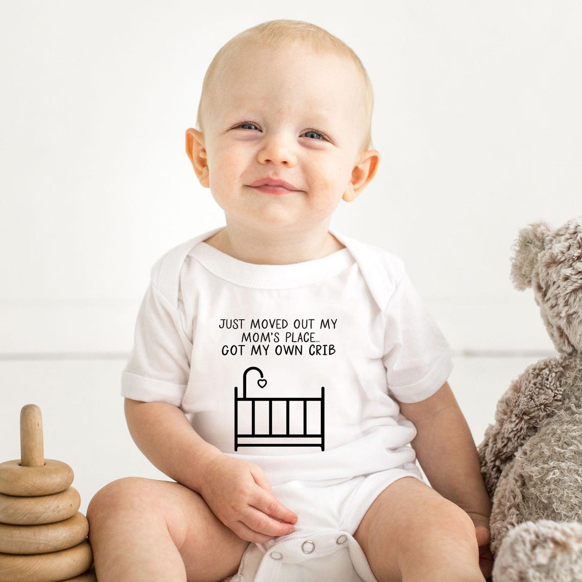 Funny Baby Crib Shirt: "just Moved Out" Newborn Humor Tee - Etsy