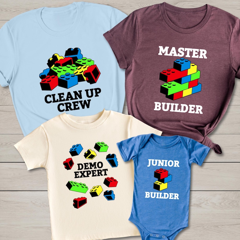 Building Bricks Kids Shirt: Master Builder, Demo Expert, Clean up Crew ...