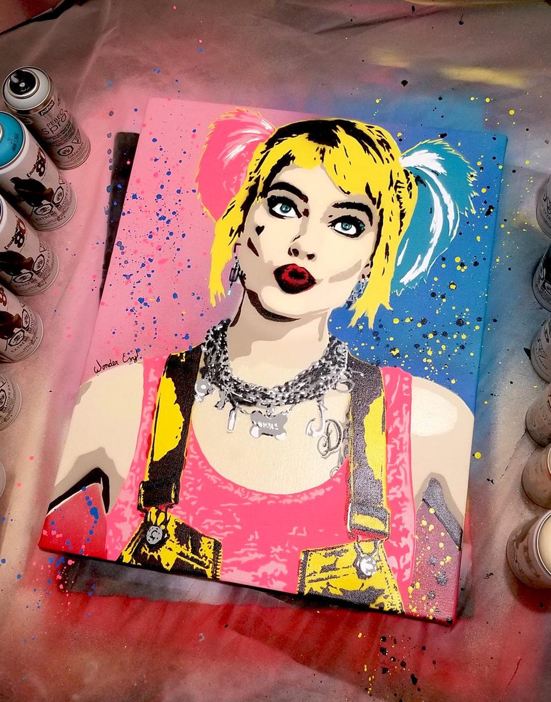 Harley Quinn (margot Robbie) "the Queen of Gotham" - Original Canvas ...