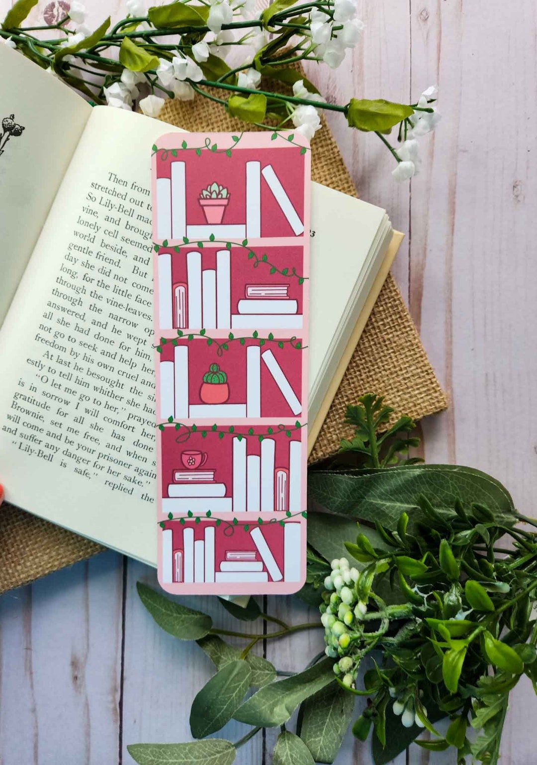Floral Bookshelf Reading Tracker Bookmark, Reading Tracker, Book ...