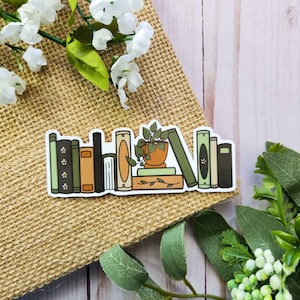 Plant Bookshelf Vinyl Sticker, Book Sticker, Bookish Merch, Book Lover ...
