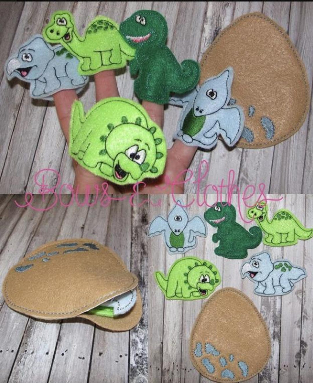 Set of 5 Finger Puppets-inspired by Dinosaurs Finger Puppet Set ...