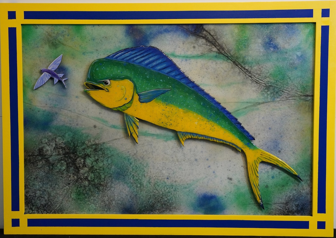 Mahi & Flying Fish - Fish Wall Art - Wall Decor - Ocean Wall Art - Etsy