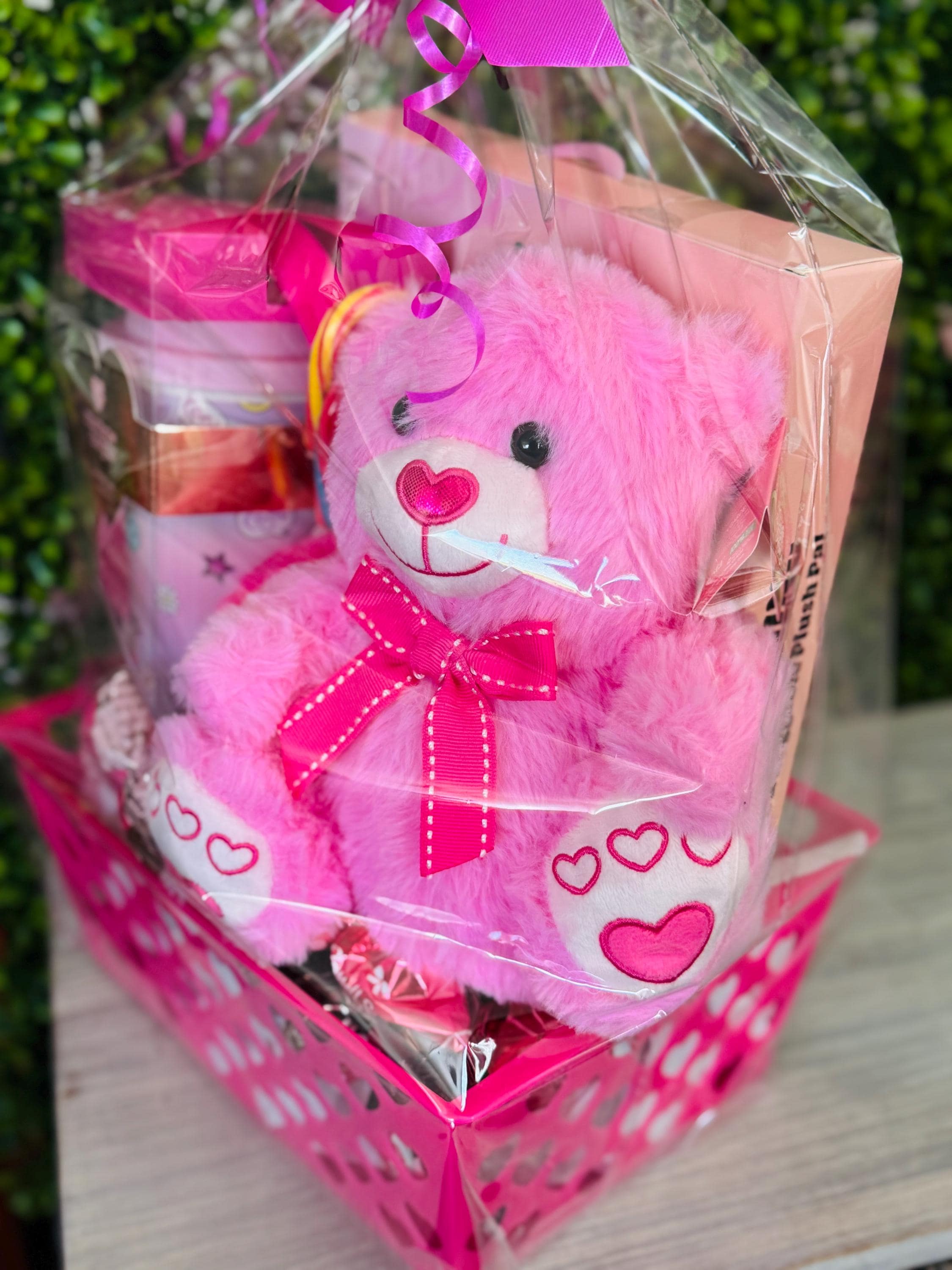 New Teddy Bear Pink Valentines Gift Basket - Etsy