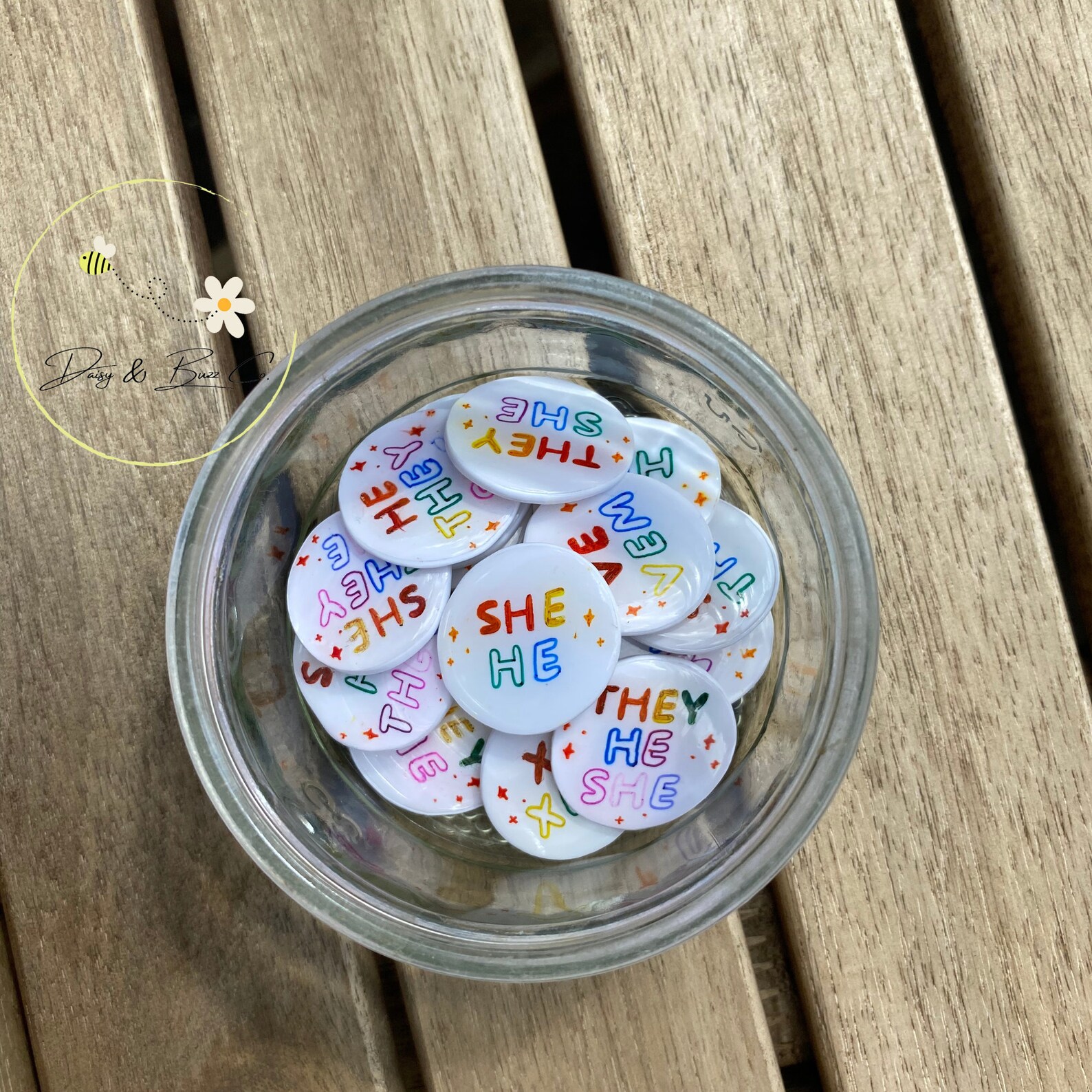 She / They Pronoun Badge // Gender Pronoun Pin Badge // Pronoun Lapel ...