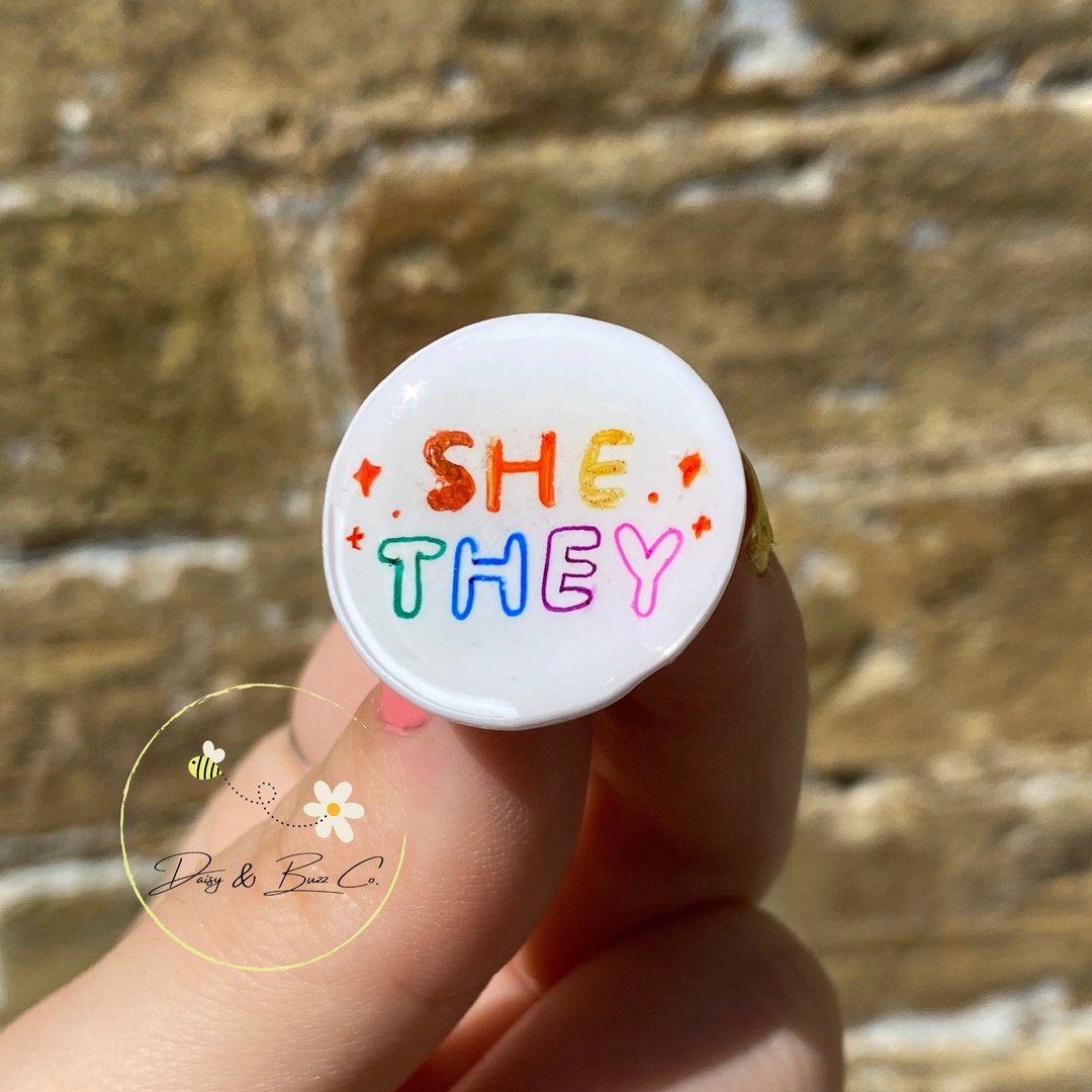 She / They Pronoun Badge // Gender Pronoun Pin Badge // Pronoun Lapel ...