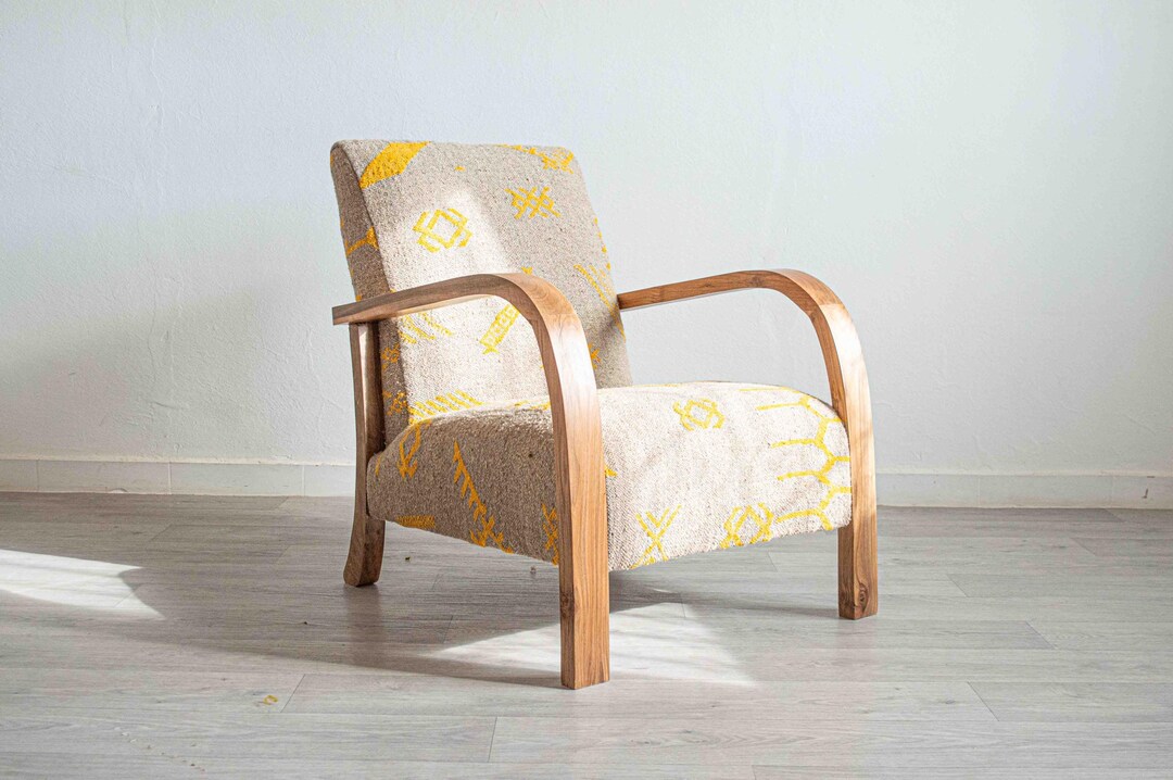 Midcentury Kilim Chair, Retro Lounge Chair, Relax Vintage Modern Chair ...