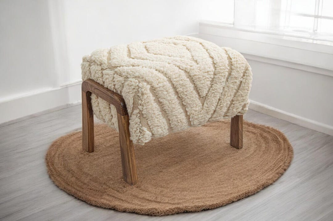 Moroccan Kilim Bench, Boucle Ottoman, Teddy Leg Rest, Sherpa Chair ...