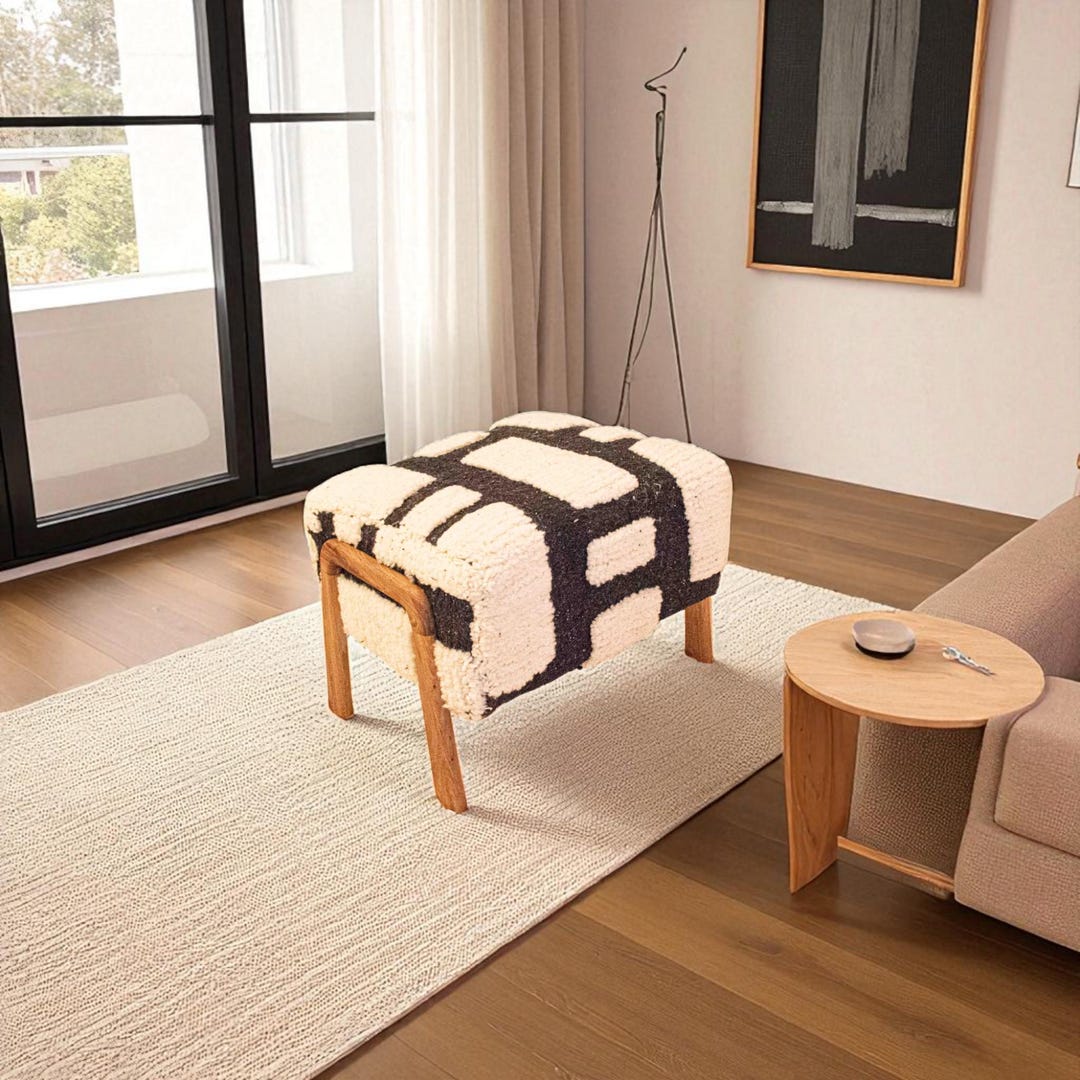 Moroccan Kilim Bench, Boucle Ottoman, Teddy Leg Rest, Sherpa Chair ...
