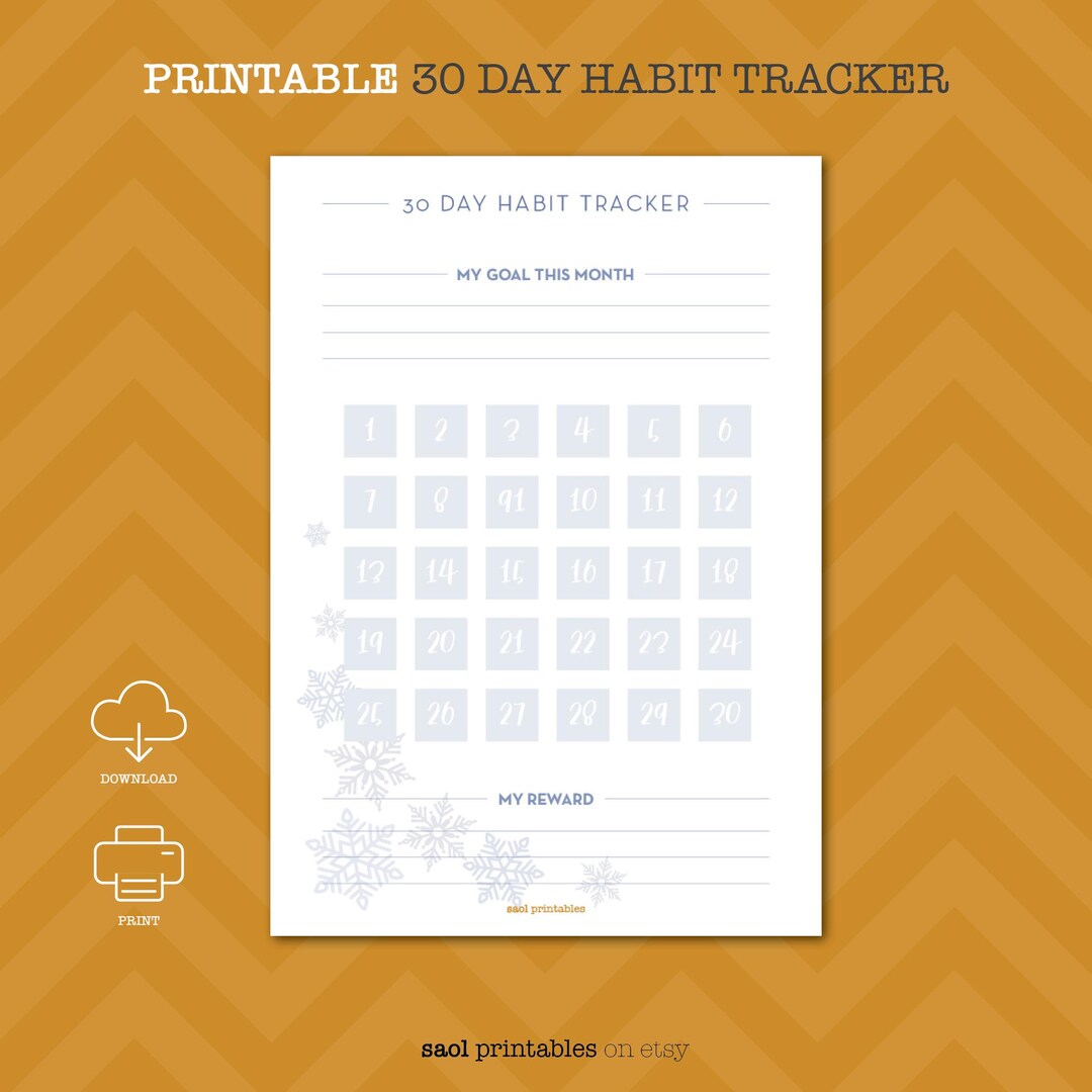 30 Day Habit Tracker Printable: Snowflake Goal Planner (digital ...