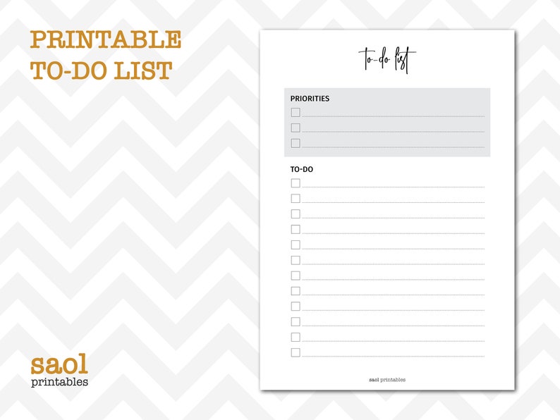 To-do List // Printable To-do List, A4 Size, A5 Size, Daily Task List ...