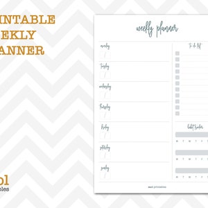 Weekly Planner Blue Grey // Printable Undated Weekly Planner, A4 Size ...