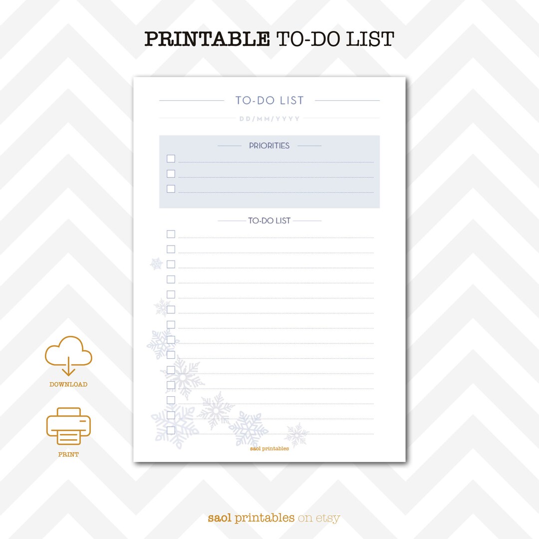 Printable To-do List // Daily Task List, A4/A5/US Letter, Downloadable ...