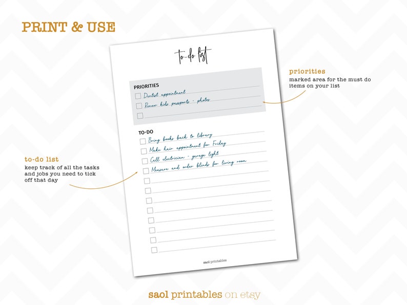 To-do List // Printable To-do List, A4 Size, A5 Size, Daily Task List ...