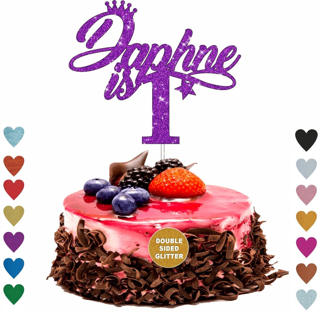 Personalized Happy Birthday Cake Topper Double Sided Glitter Cake