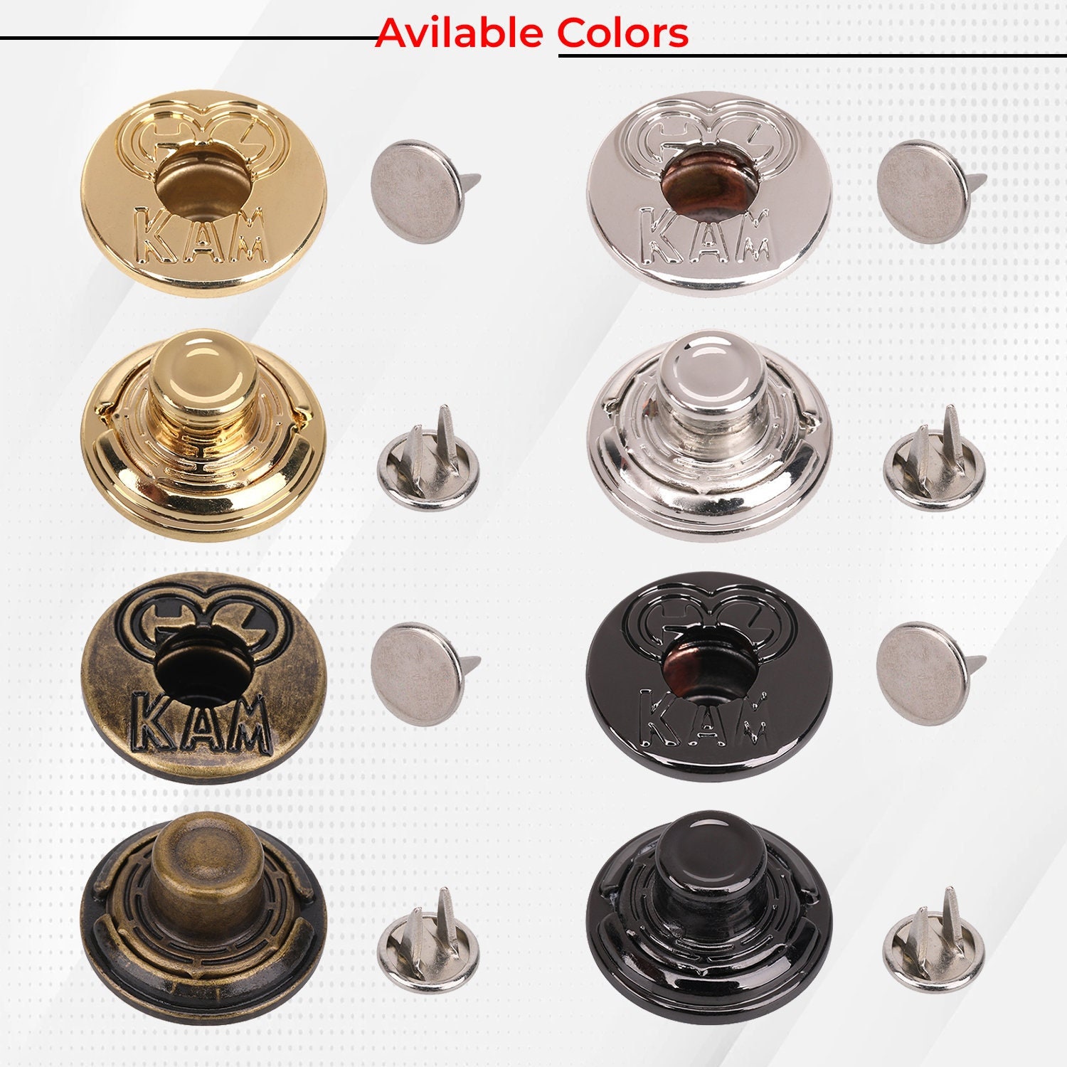 17mm KAM Jeans Button, Jeans Tack Buttons, No Sew Tack Buttons With ...