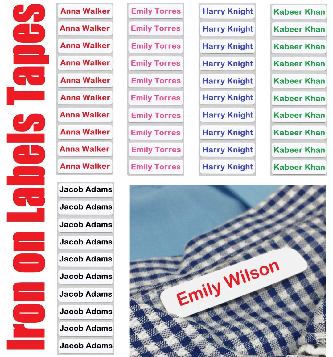 25 X IRON ON NAME Labels Personalized Printed Sew on Name Tag - Etsy