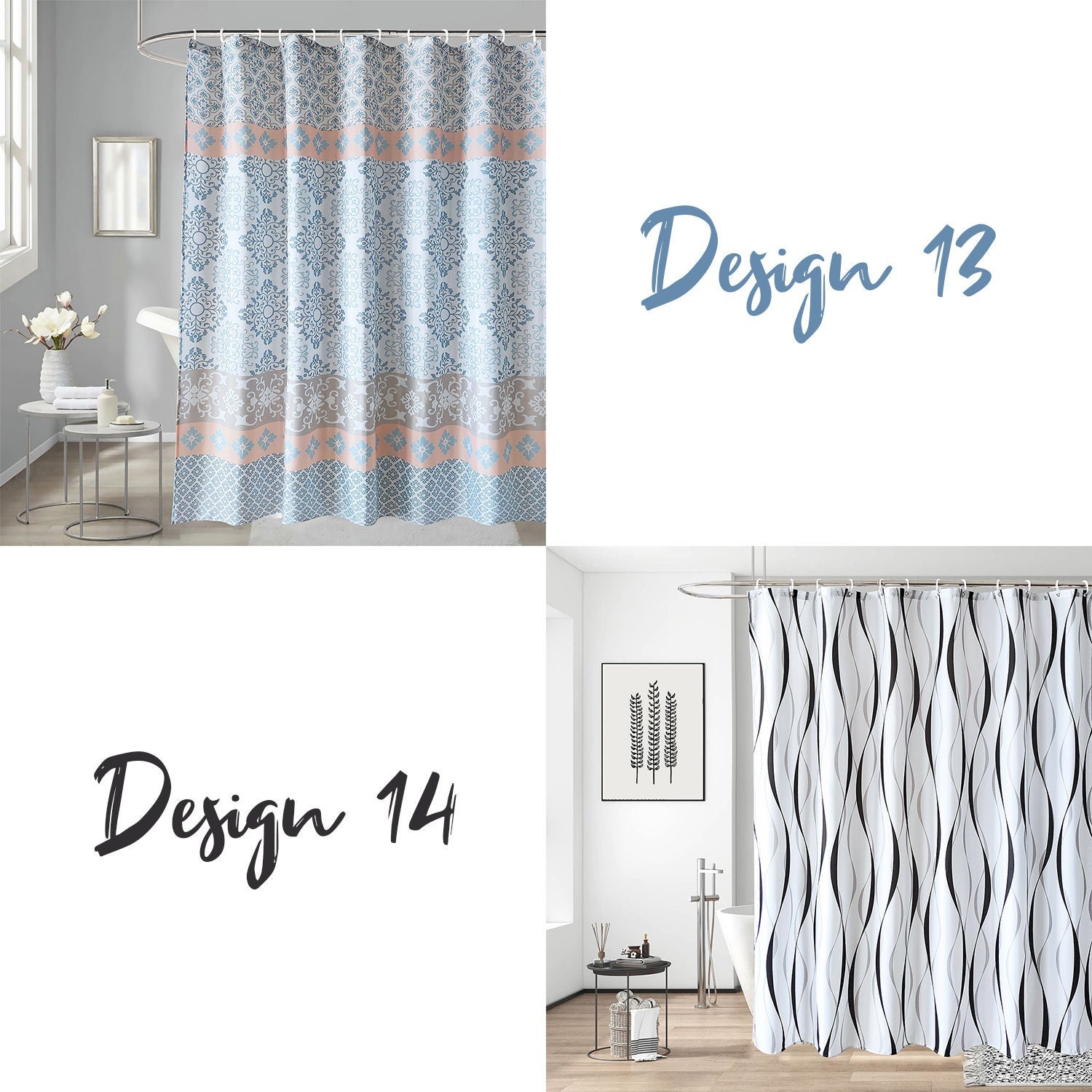 Shower Curtains Waterproof Wet Room Bathroom Heavy Duty Shower - Etsy