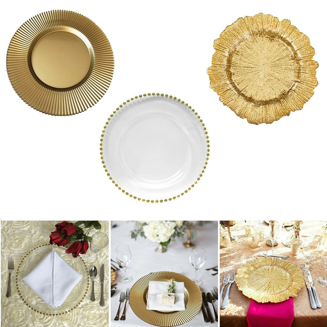 Round Decorative Charger Plates for Party Dinner, New Year Weddings ...