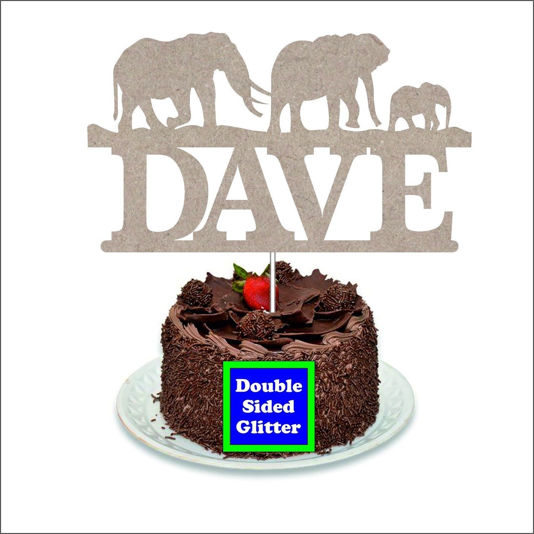 Elephant Cake Topper, Safari Animal Theme Cake Topper With Personalized ...