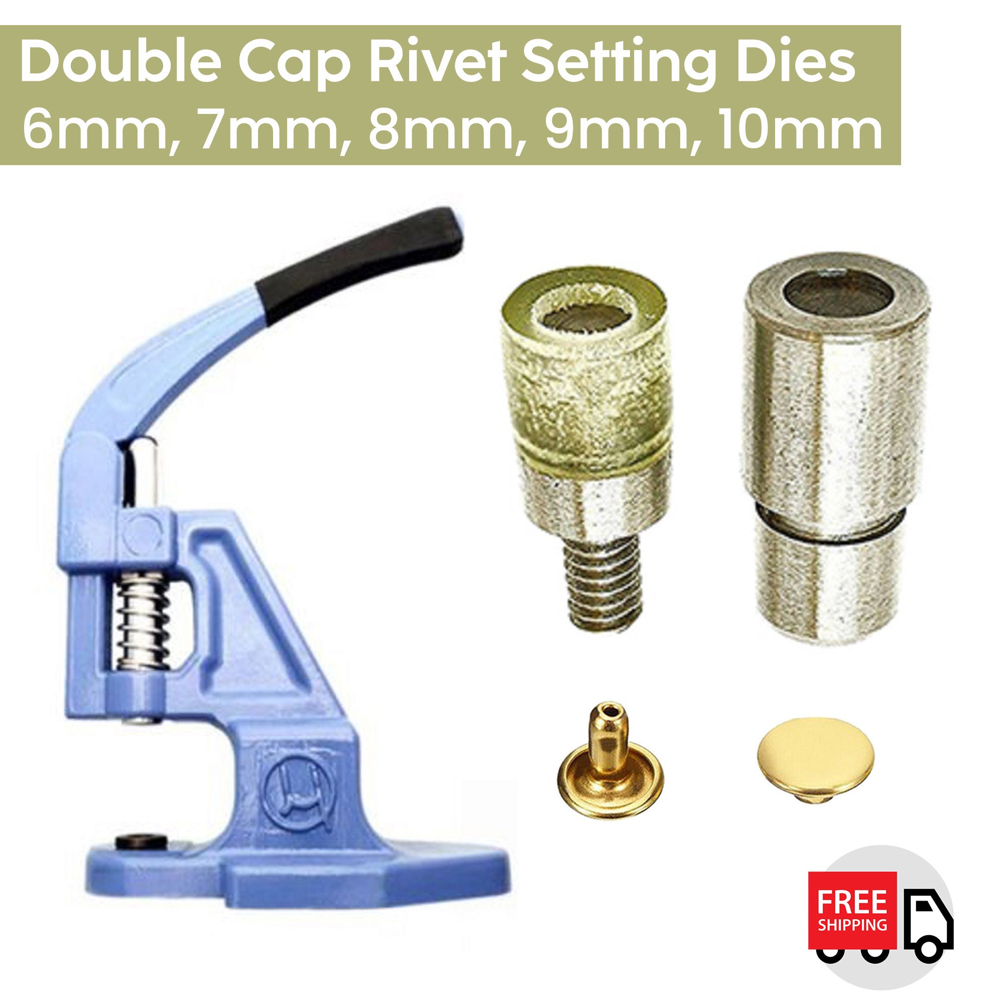 Double Cap Rivet Tubular Metal Studs Fixing Dies Set, 2pcs Dies Set for ...