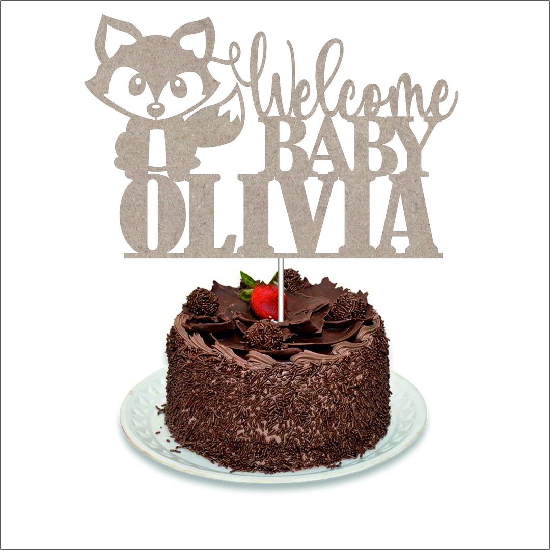 Wooden Fox Cake Topper, Personalized Cake Topper for Baby Shower Any ...