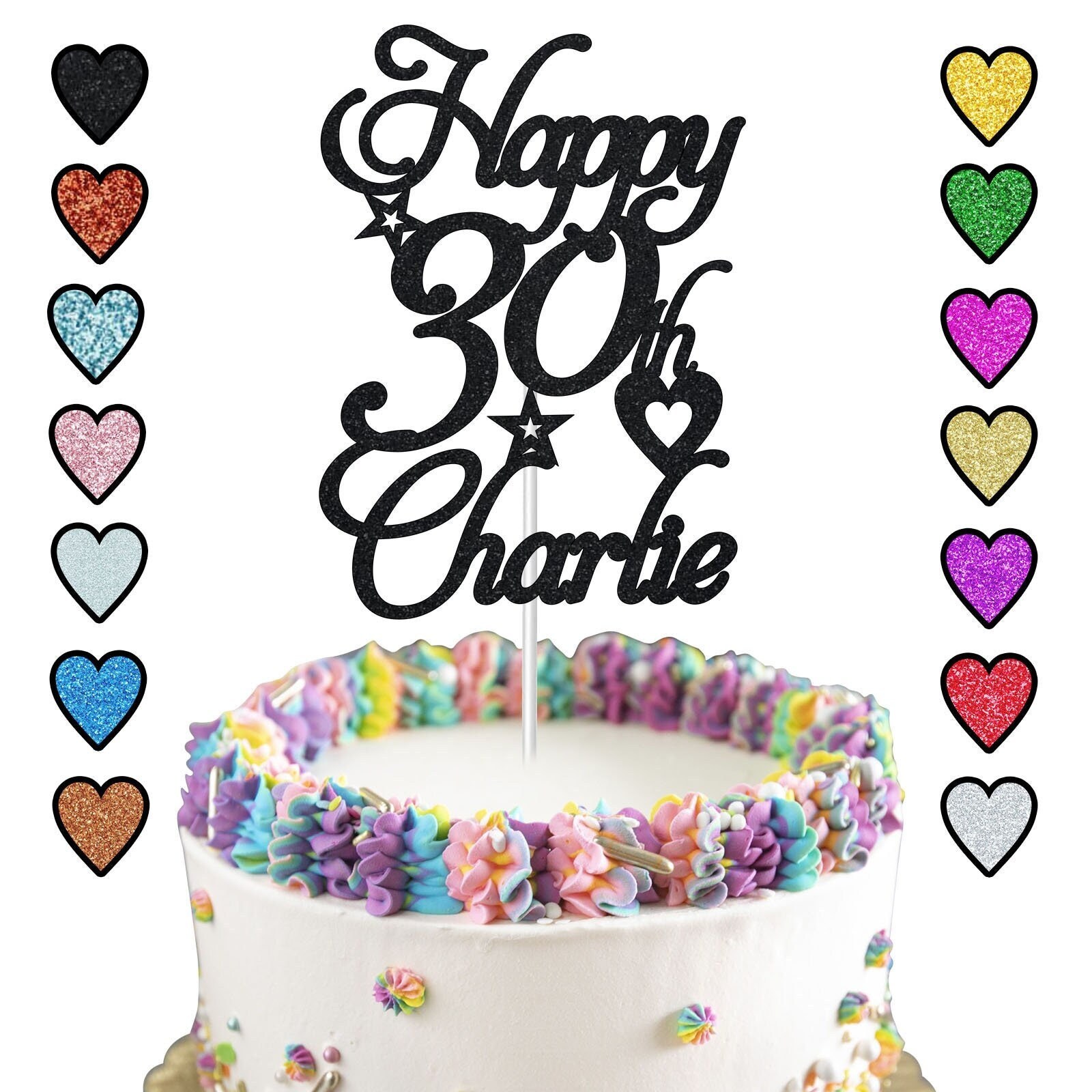 Personalized Happy Birthday Cake Topper Customized Any Age Etsy