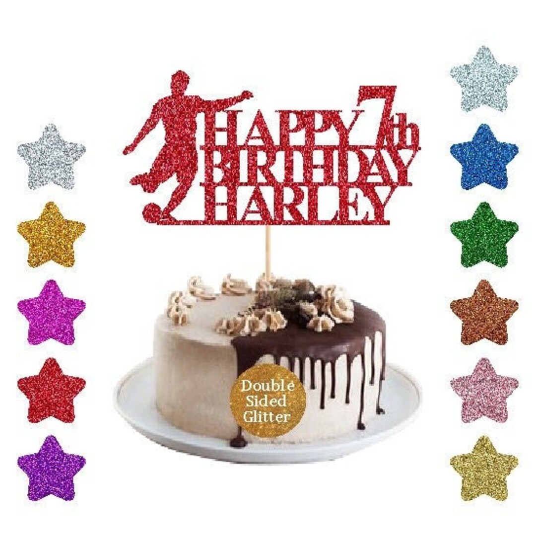 Personalized Football Player Cake Topper, Glitter Football Theme Cake ...
