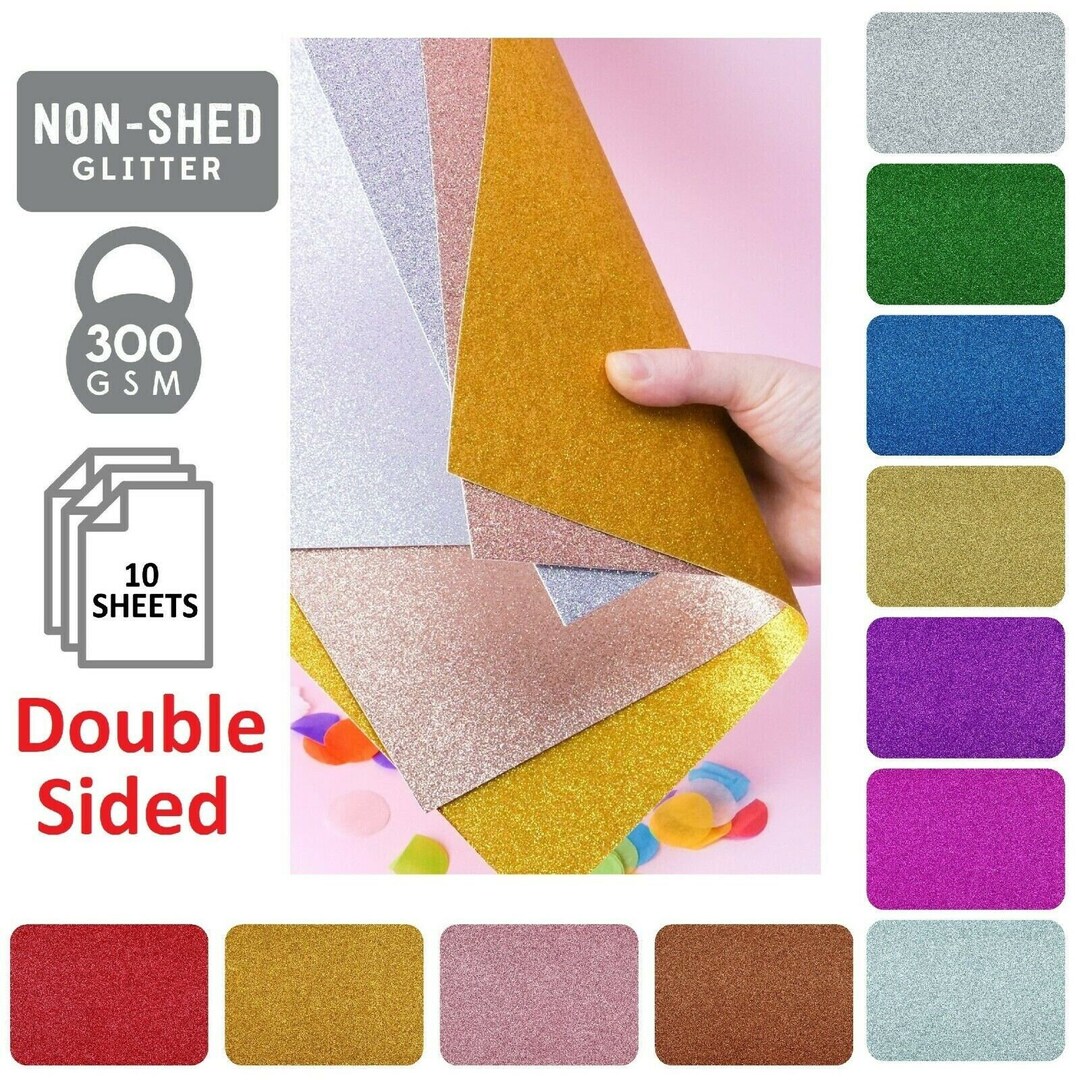 Sparky A4 300gsm Double Sided Non Shed Glitter Cardstock Coloured ...