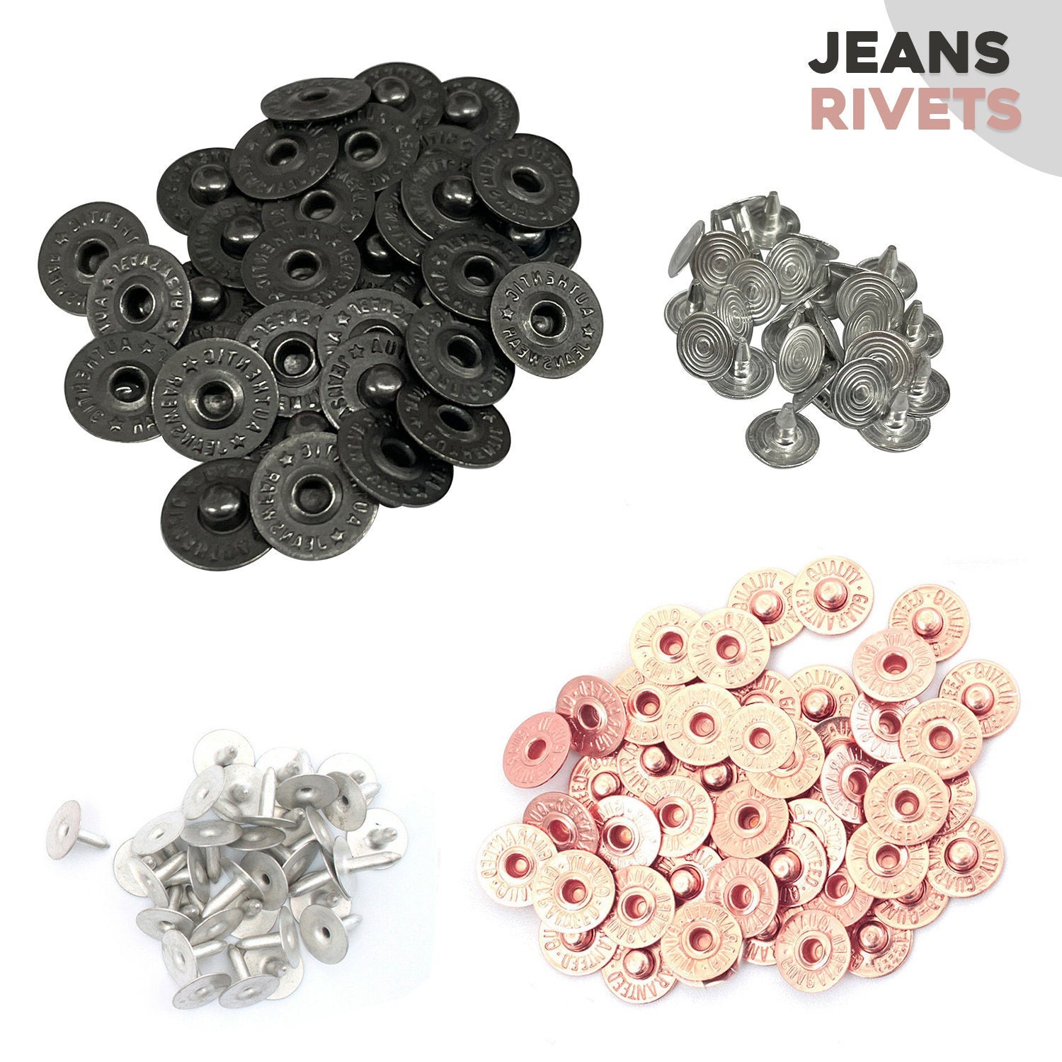 Denim Rivets Jeans Decorative Brass Hat Rivets Replacement Repair for ...