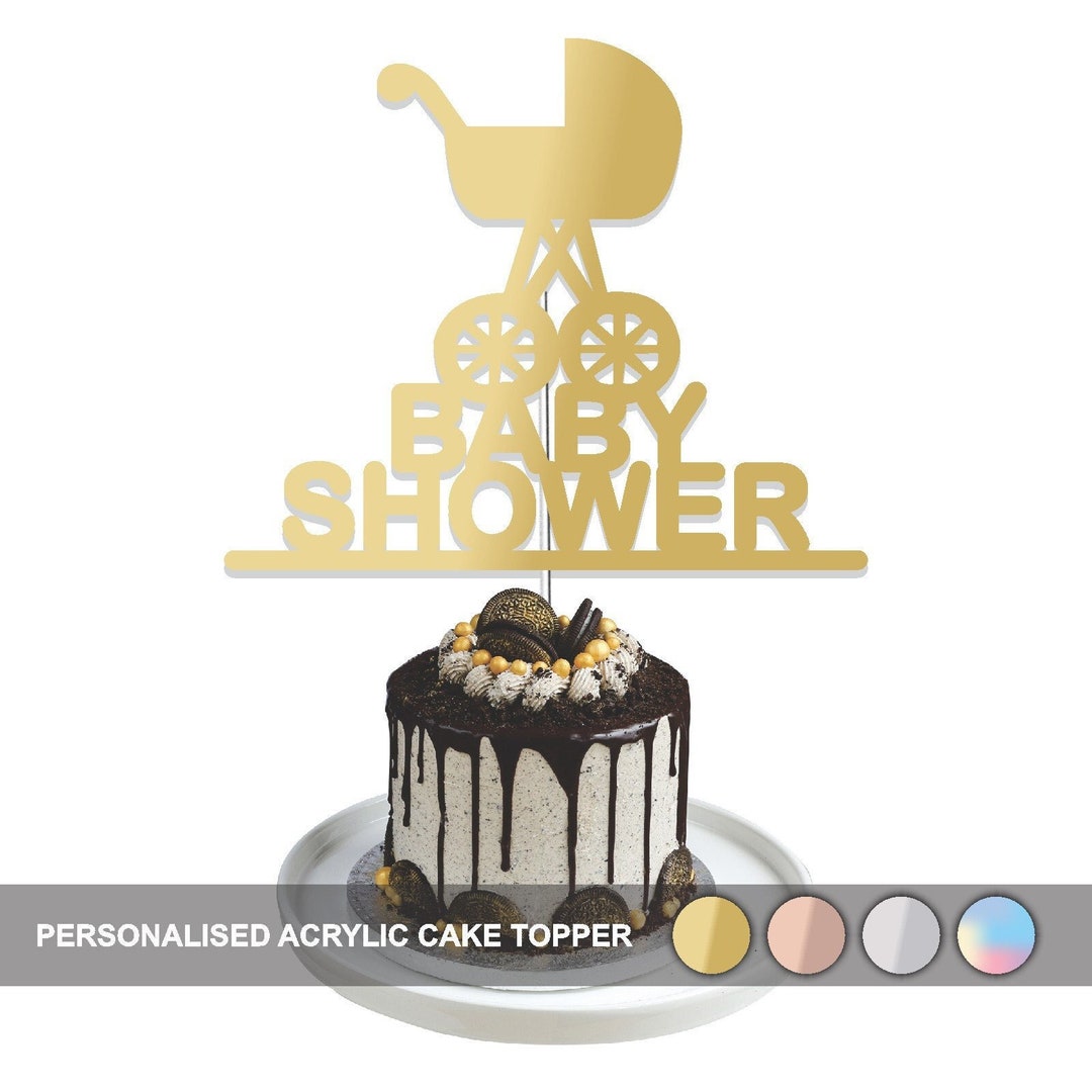 Baby Shower Acrylic Mirror Cake Topper Baby Stroller Cake - Etsy
