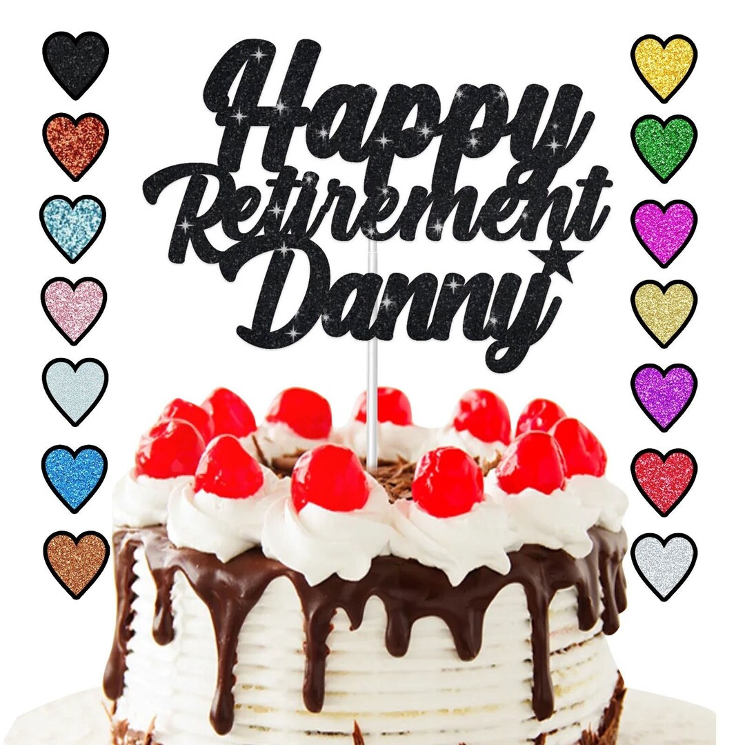 Happy Retirement Cake Topper, Glitter Retirement Cake Picks With Any ...