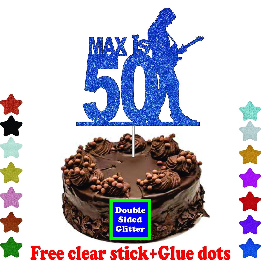 Personalized 50th Guitarist Cake Topper Custom Any Name & Age Guitar ...