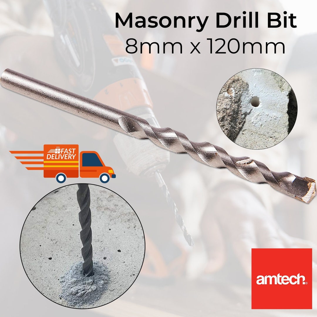 8mm X 120mm Masonry Drill Bit, Amtech Masonry Drill Bit, Metal Silver ...