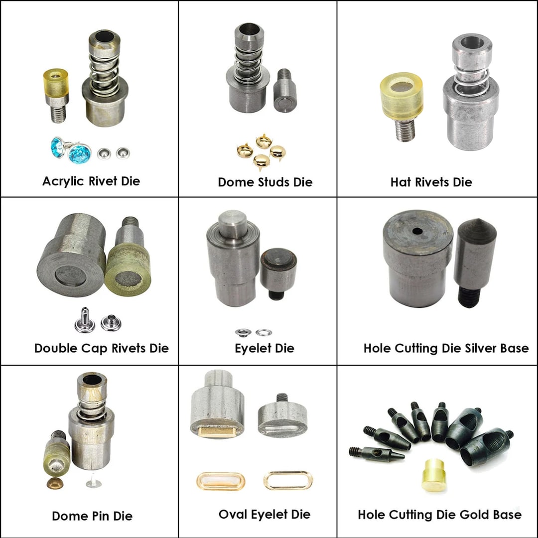 Rivets Fixing Dies Set, Hand Press Green Machine Dies Set for Leather ...