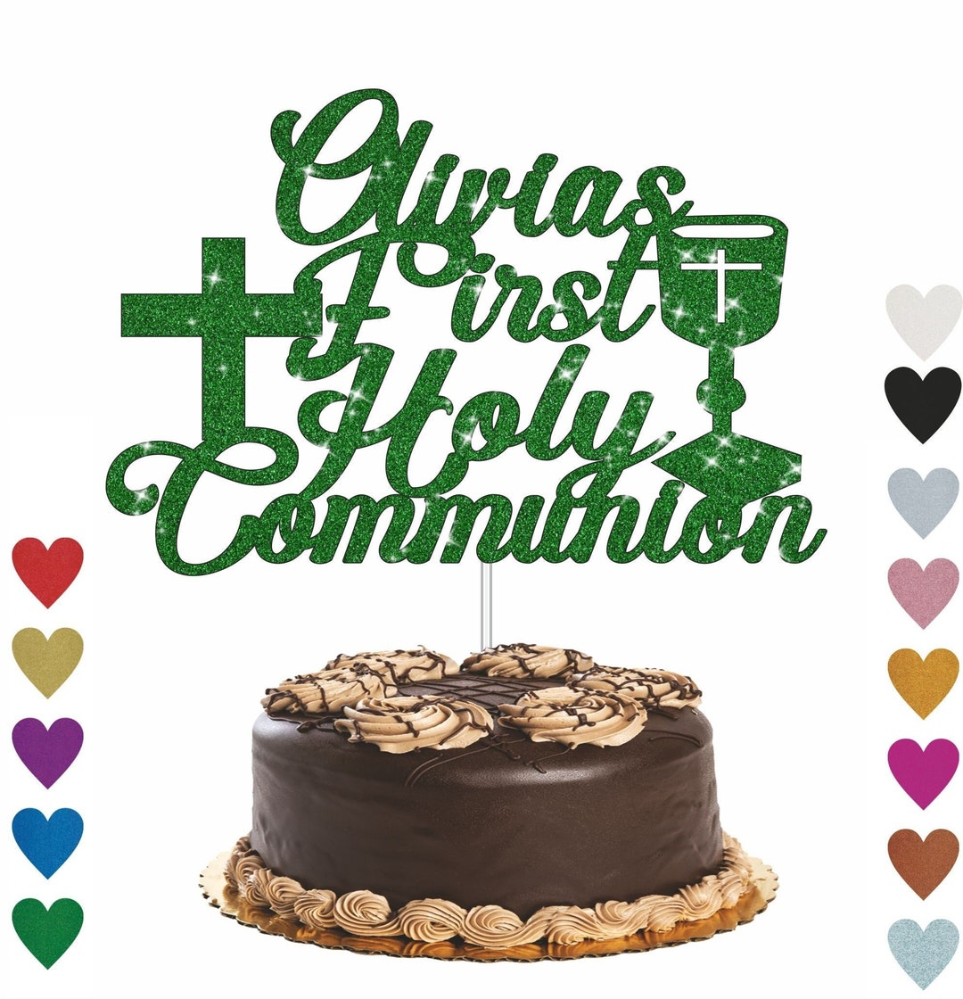 Personalized Communion Glitter Cake Topper Holy Communion - Etsy