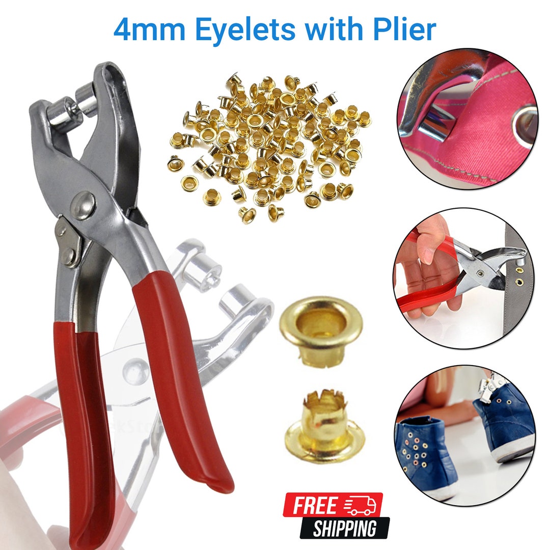 Gold Eyelets Grommets With Eyelet Hole Punch Pliers Kit, Plier Puncher ...
