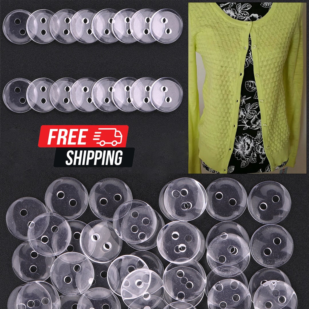 Clear Plastic Buttons, Round Plastic Buttons, 2/4 Hole Buttons, Sewing ...