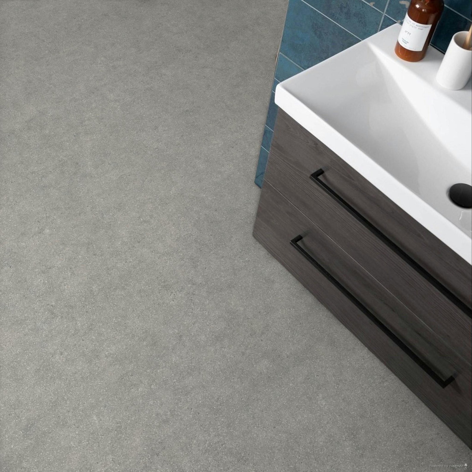 Plain Grey Vinyl Flooring Sheet Lino in Mottled Concrete Pattern for ...