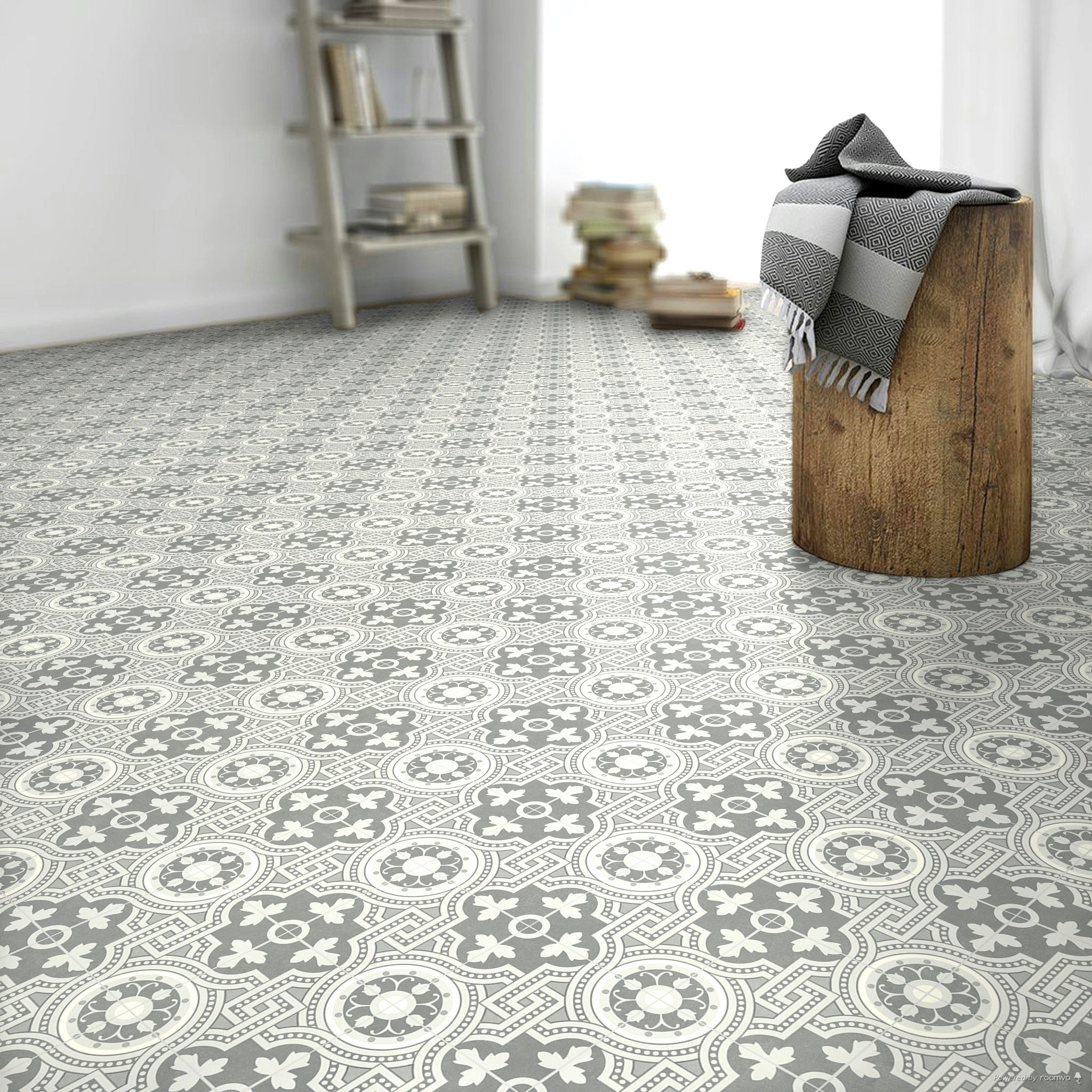 Grey Sheet Vinyl Flooring Lino in Turkish Tile Effect Design for ...