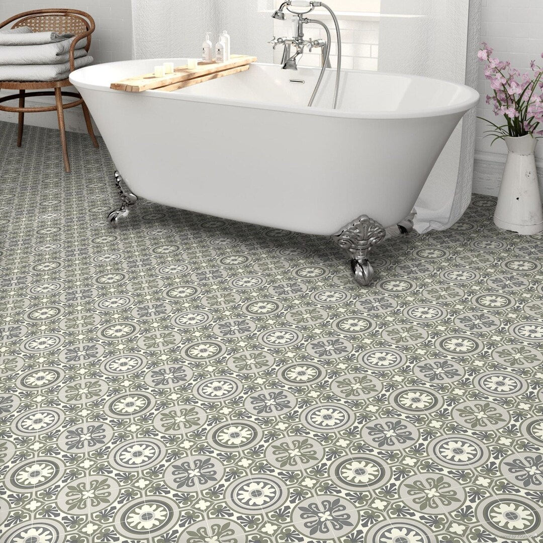 Vinyl Flooring Sheet in Moroccan Tile Pattern for Kitchens and - Etsy