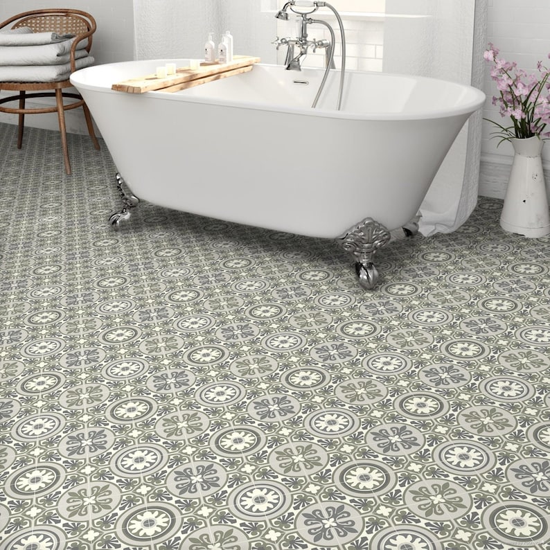 Vinyl Flooring Sheet in Moroccan Tile Pattern for Kitchens and ...