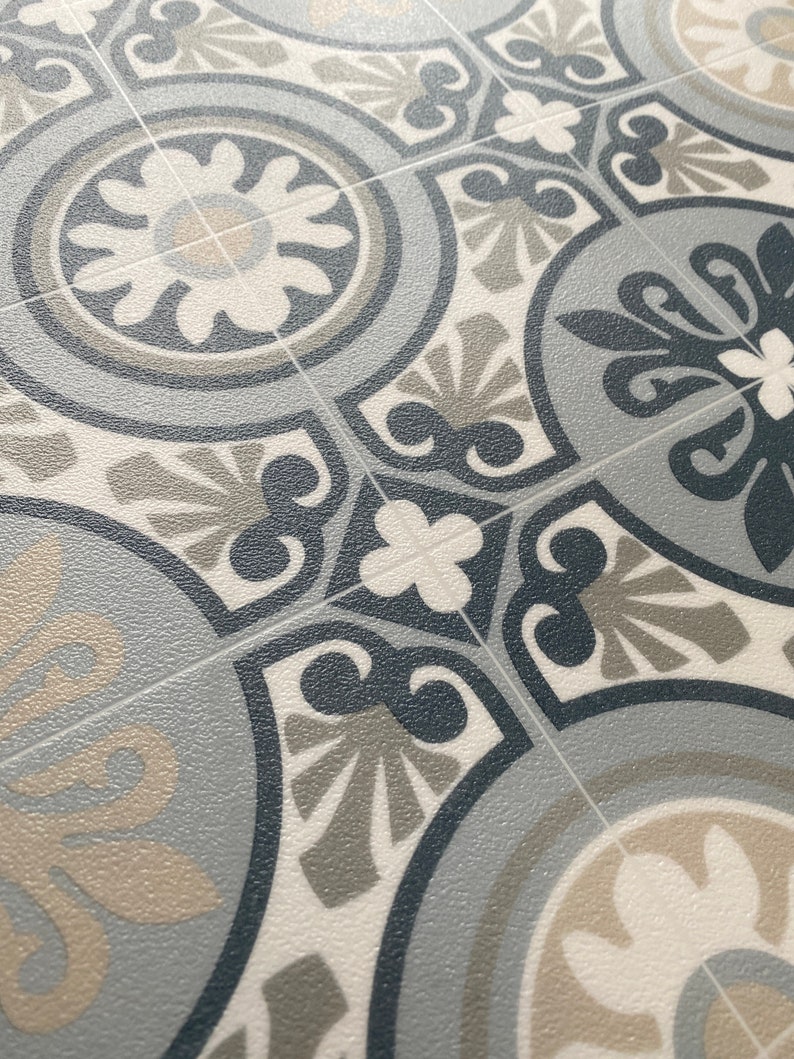 Sheet Vinyl Flooring in Moroccan Tile Pattern - Sirocco Blue - Etsy