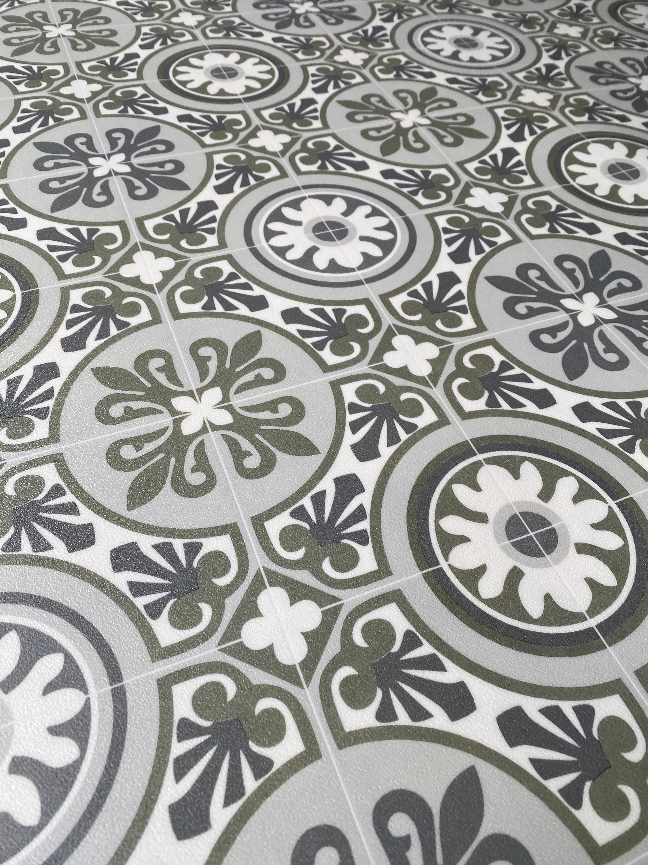 Vinyl Flooring Sheet in Moroccan Tile Pattern for Kitchens and ...